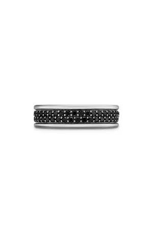 David Yurman Streamline® Two Row Band Ring With Pavé Black Diamonds - Silver/black Diamond