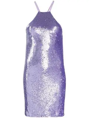 Attico Sequin-embellished Open-back Dress - Purple