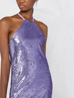 Attico Sequin-embellished Open-back Dress - Purple