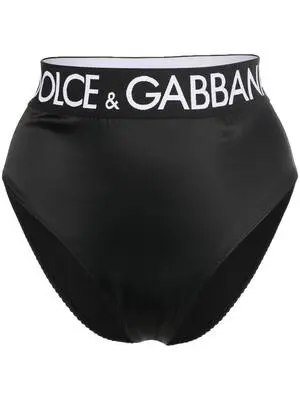 Dolce & Gabbana Logo-waistband Satin Briefs - Black