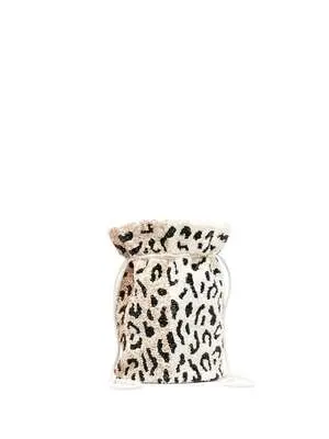 GANNI Beaded Leopard-print Pouch Bag