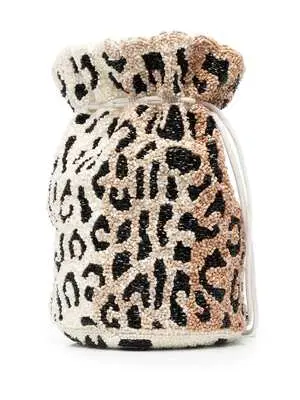 GANNI Beaded Leopard-print Pouch Bag