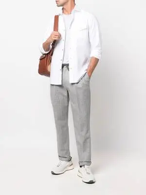 Brunello Cucinelli Chevron Drawstring-waist Trousers