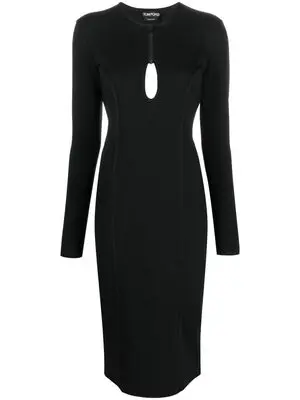 TOM FORD Keyhole Detail Midi Dress - Black