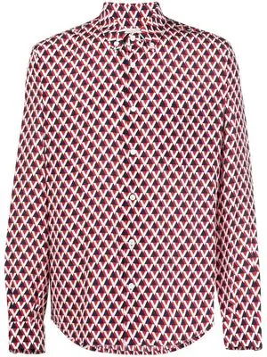 Valentino Garavani Veehive-print Silk Shirt - White