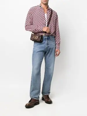 Valentino Garavani Veehive-print Silk Shirt - White