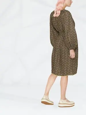 SIEDRES Belted Floral-print Linen Dress