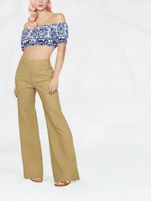 Dolce & Gabbana Majolica-print Crop Top - Blue