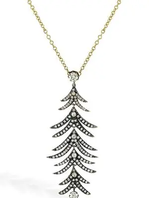 PRAGNELL 18kt Yellow Leaf Diamond Pendant Necklace