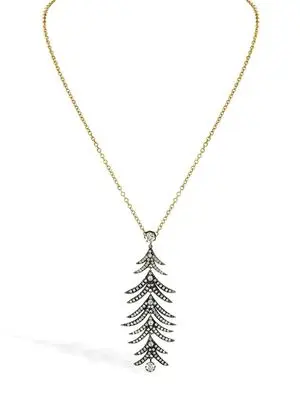 PRAGNELL 18kt Yellow Leaf Diamond Pendant Necklace