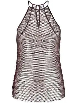 Patrizia Pepe Rhinestone Mesh Top - Purple