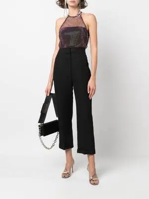 Patrizia Pepe Rhinestone Mesh Top - Purple