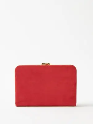 THE ROW The Row - Minaudiere Suede Clutch Bag - Womens - Red - Red