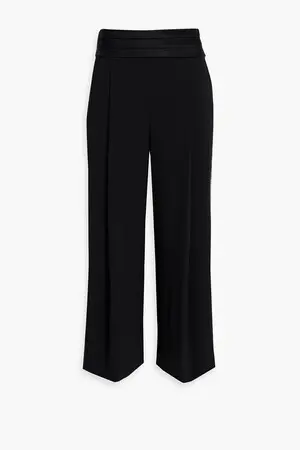 Rachel Zoe Simone Embellished Pleated Crepe Wideleg Pants - Black