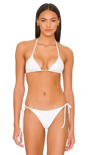 Superdown Pamela Bikini Top Triangle, Halterneck - White