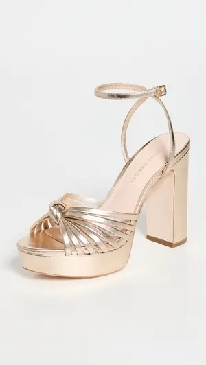 LOEFFLER RANDALL Rivka Leather Knot Platform Sandals - Champagne