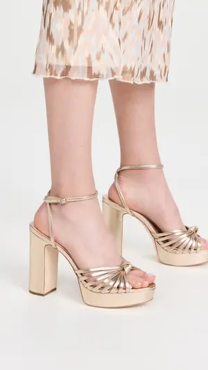 LOEFFLER RANDALL Rivka Leather Knot Platform Sandals - Champagne