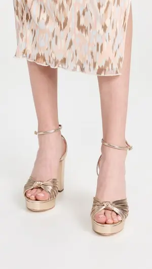 LOEFFLER RANDALL Rivka Leather Knot Platform Sandals - Champagne