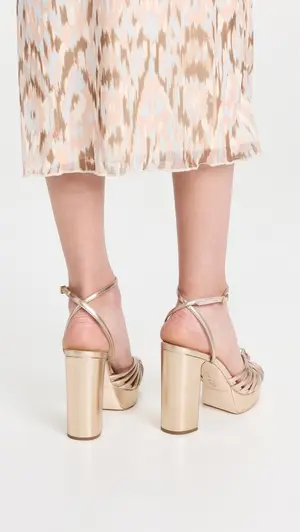 LOEFFLER RANDALL Rivka Leather Knot Platform Sandals - Champagne