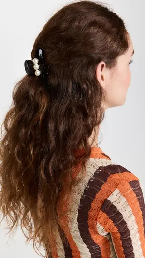 Alexandre De Paris Pearl Beaded Small Hair Clip