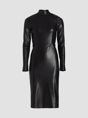 Alice + Olivia Delora Faux Leather Sheath Dress - Black