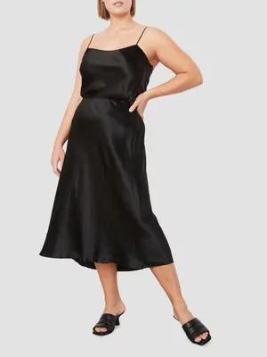 Vince Satin Midi-skirt - Black