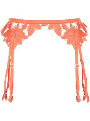 FLEUR DU MAL Lily Lace-embroidered Garter Belt - Red