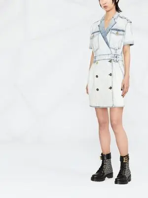 Balmain Double-breasted Denim Mini Dress