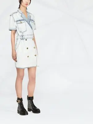 Balmain Double-breasted Denim Mini Dress