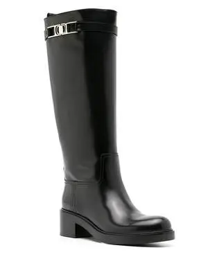FERRAGAMO Gancini 55mm Knee High Boots - Black