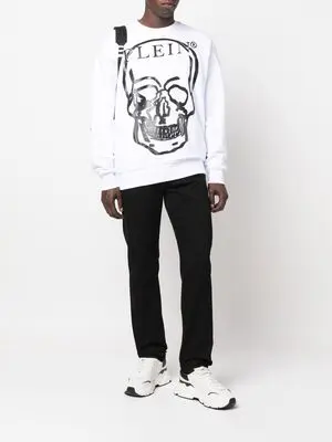 Philipp Plein Skull-print Long-sleeve Sweatshirt - White