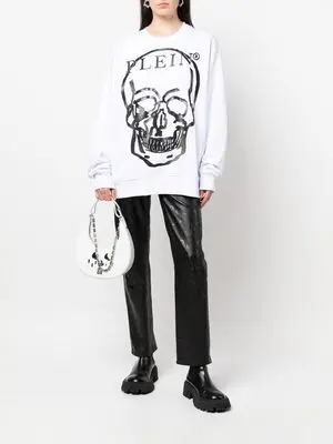 Philipp Plein Skull-print Long-sleeve Sweatshirt - White