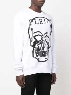 Philipp Plein Skull-print Long-sleeve Sweatshirt - White