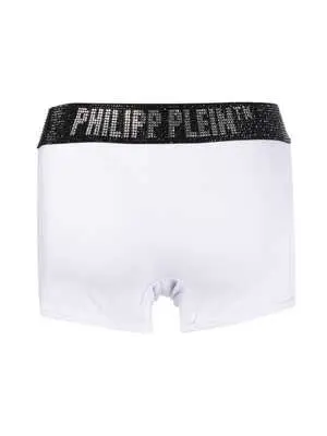 Philipp Plein Stones Rhinestone-logo Boxers - White