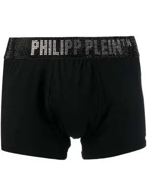 Philipp Plein Stones Rhinestone-logo Boxers - Black