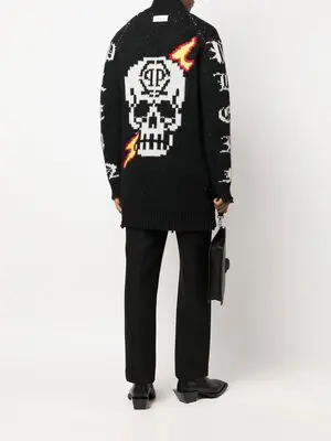 Philipp Plein Intarsia-knit Logo Cardigan