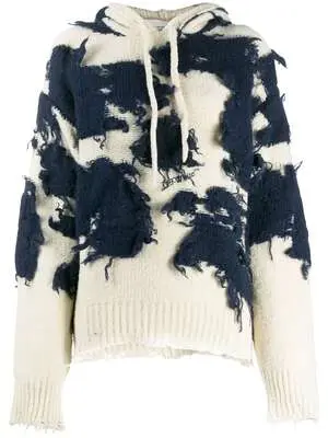 Off-White Patch-detail Knitted Hoodie - Blue