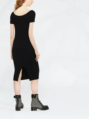 Philipp Plein Rib-knit Midi Dress - Black
