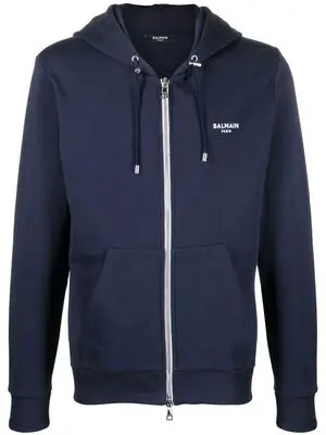 Balmain Logo-lettering Hoodie - Blue