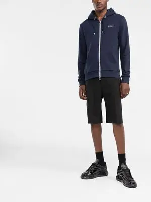 Balmain Logo-lettering Hoodie - Blue
