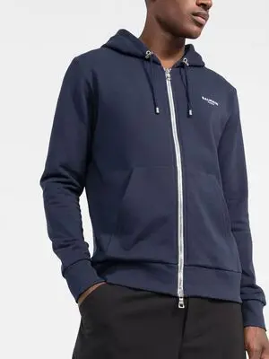 Balmain Logo-lettering Hoodie - Blue