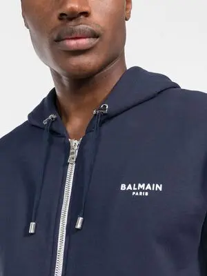 Balmain Logo-lettering Hoodie - Blue