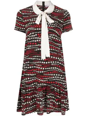 Red Valentino Star-print Short-sleeved Dress - Black