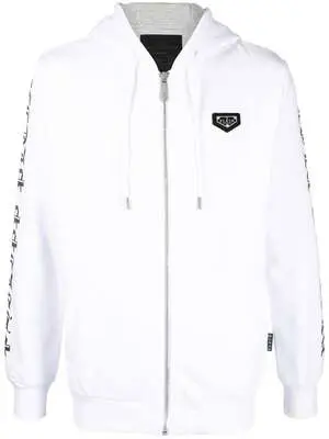 Philipp Plein Skull Print Zip-up Hoodie - White