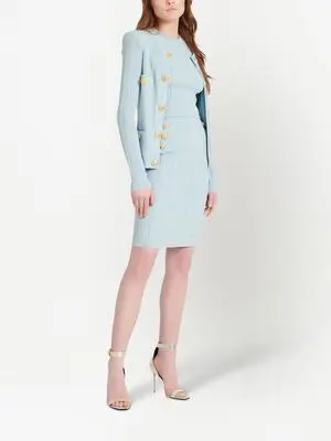 Balmain Knitted Pencil Skirt - Blue