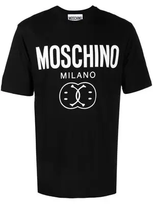 Moschino Two-smile Print Cotton T-shirt - Black