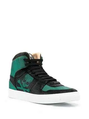 Philipp Plein Crystal-embellished Skull Motif High-top Sneakers - Black