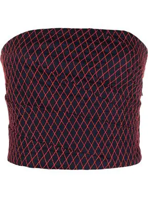 Tory Burch Diamond-stitch Wrapped Bandeau Top - Blue
