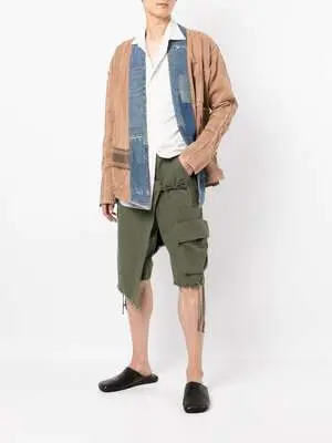 GREG LAUREN Patchwork Denim-trim Jacket