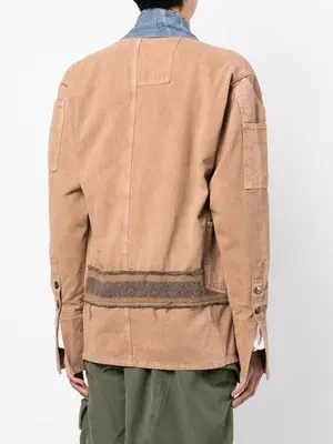 GREG LAUREN Patchwork Denim-trim Jacket